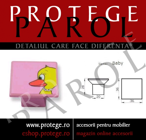 Buton plastic ratusca cu cristale, S.8045-36BDJ4 - Butoni camere copii ...