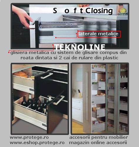 Set laterale metalice+glisiere soft closing, gri, H86mm,L500mm pentru ...